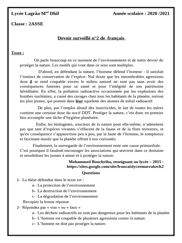 Nouveau Lycée de Robbah Année Scolaire | PDF