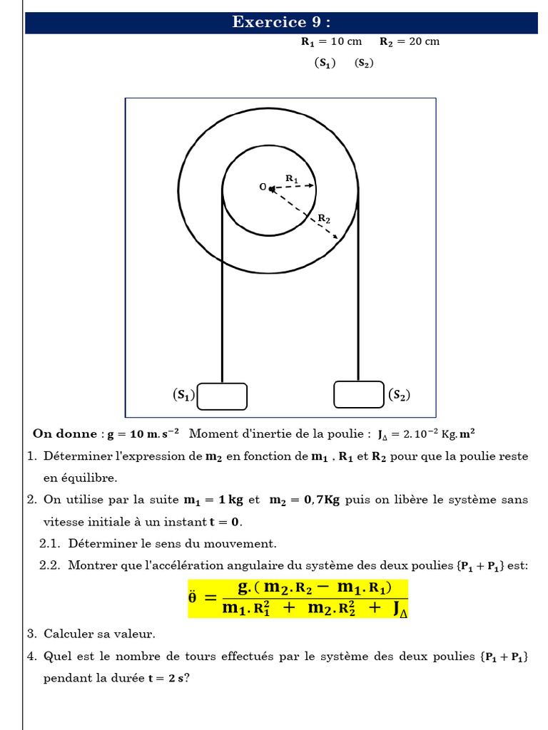 Corection d Ex Exercice 9 de Rotation 2 BAC SP | PDF
