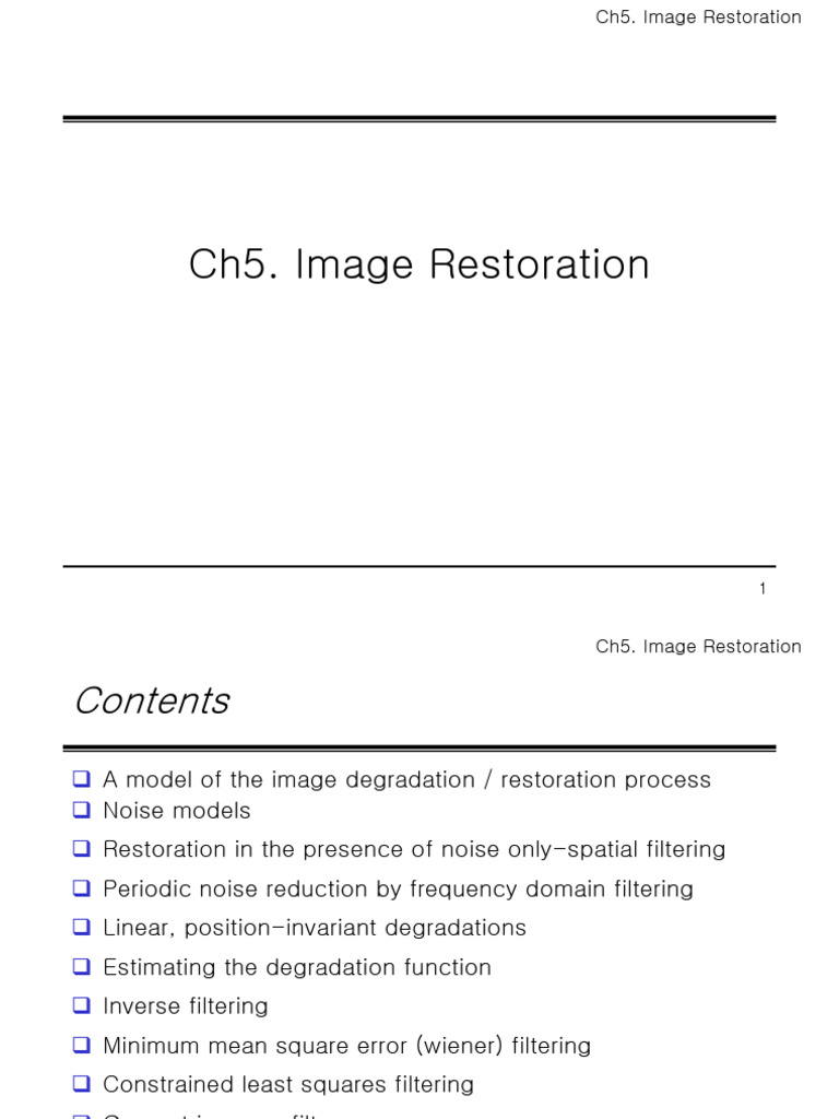 Ch 5. Image Restoration | PDF