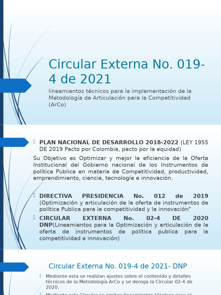 Explicacion Circular Externa No 019-4 - DNP | PDF | Planificación