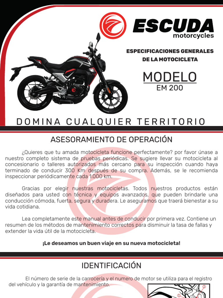Especificaciones da Moto Escuda EM 200 | PDF | Bens manufaturados