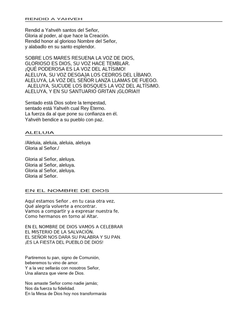 Cantos de Primera Comunión | PDF