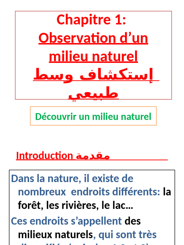 1 La Découverte Dun Milieu Naturel Ppt | PDF