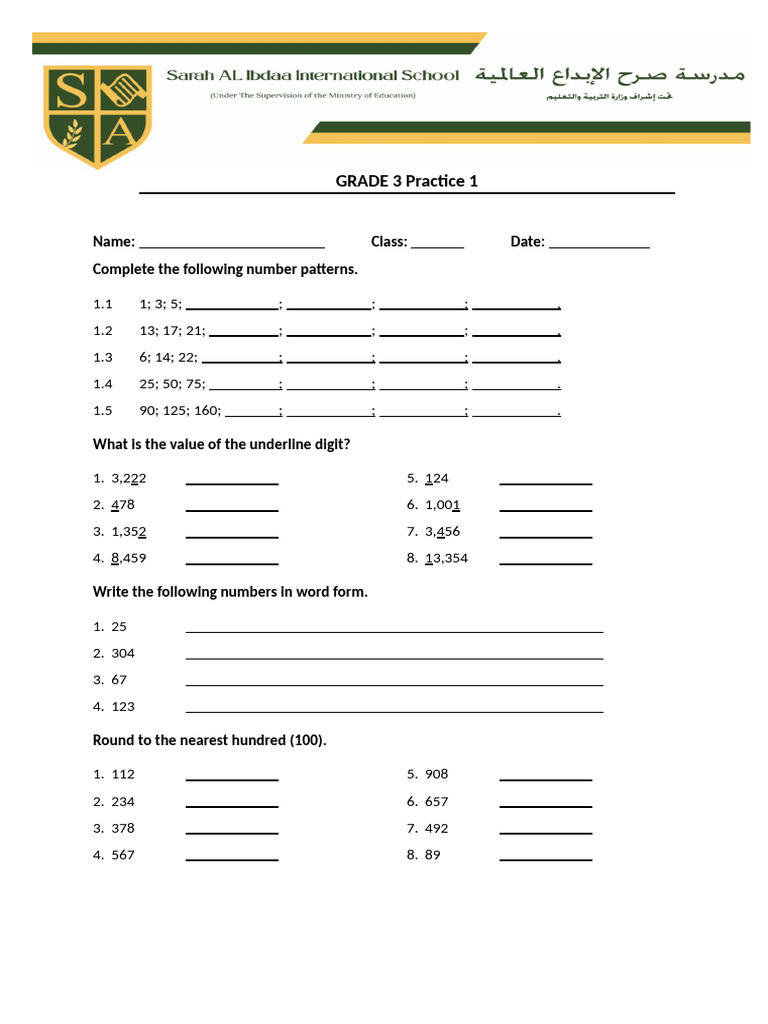 GRADE 3 Practice 1 | PDF