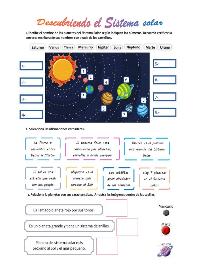 Fichas Sistema Solar | PDF