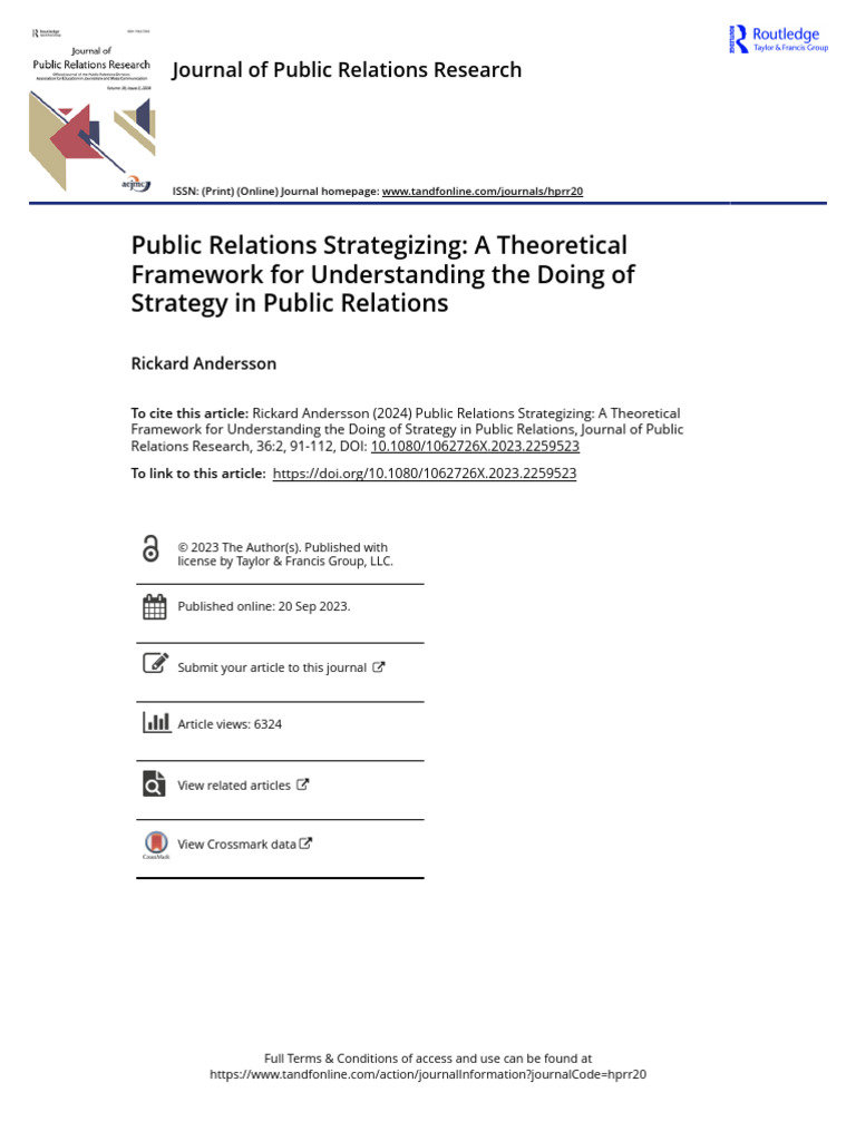 Public Relations Strategizing A Theoretical Framework For Understanding ...