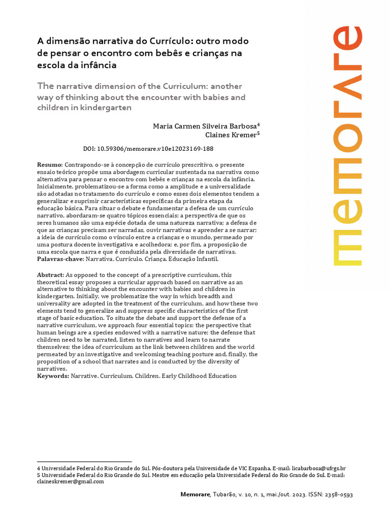 Curriculo Revista Memorare | PDF