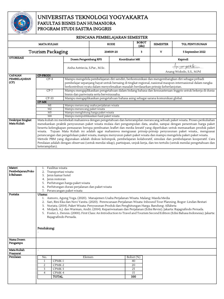 RPS - 204509-20 - Tourism Packaging | PDF