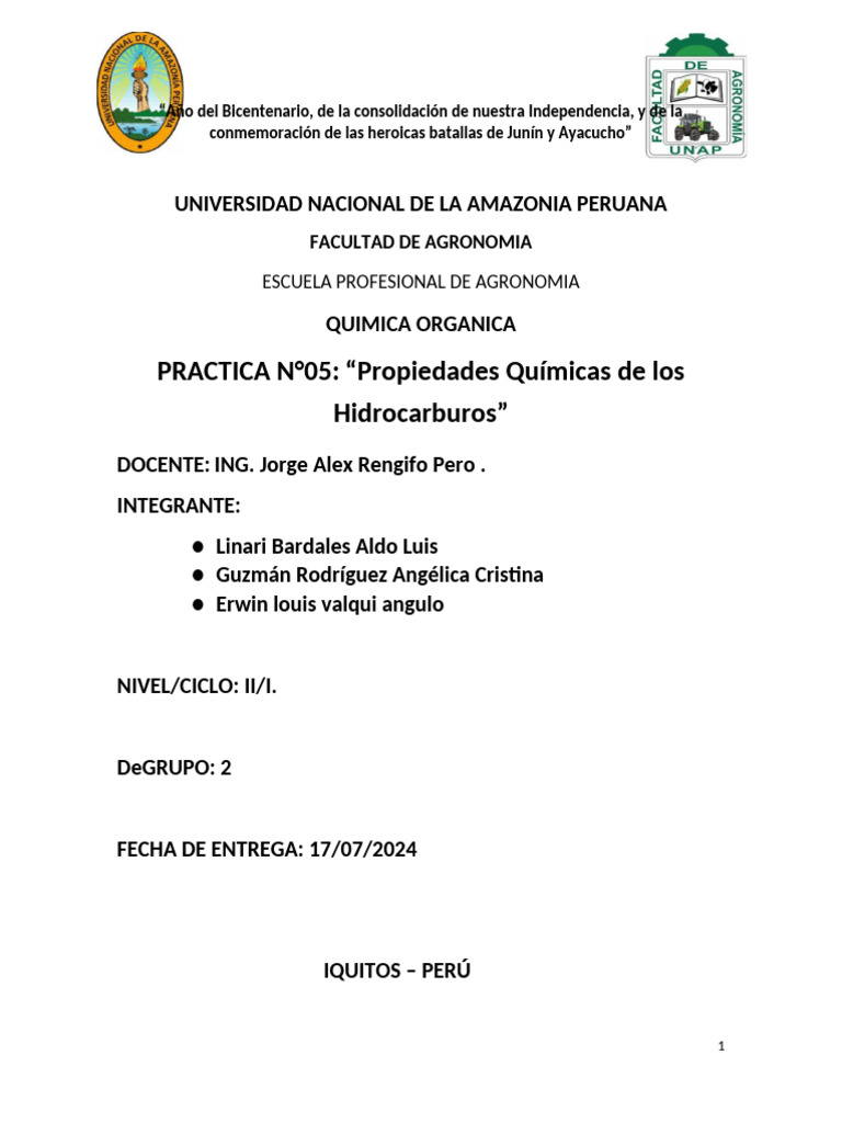 informe orgánica Cris | PDF