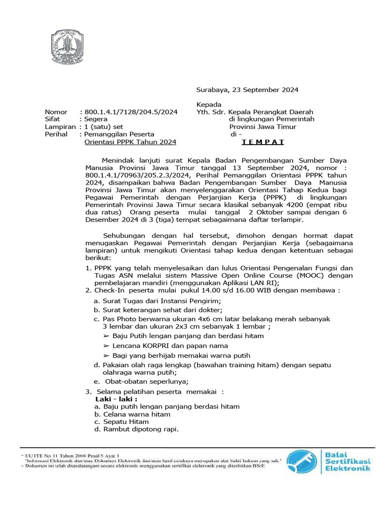 Pemanggilan P3K OPD Dan Lampiran PAPBD | PDF