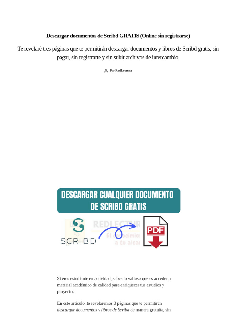 Descargar Archivos de Scribd GRATIS Sin Registrarse (2024) | PDF