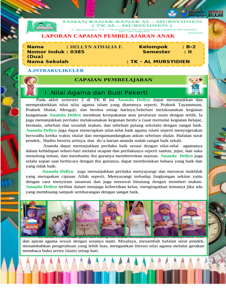 Rapot Baru Semester 2 TK B-2 | PDF