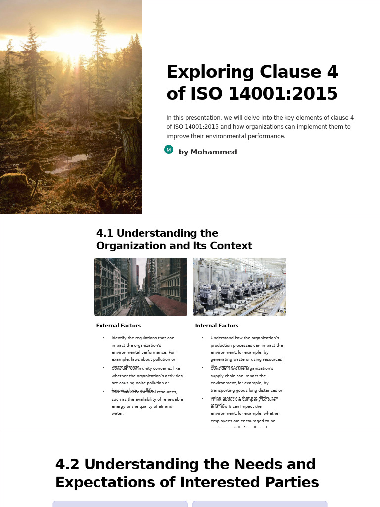 Exploring Clause 4 of ISO 140012015 | PDF