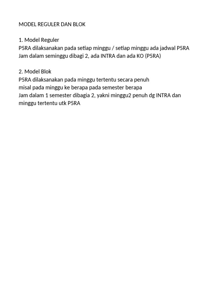 Contoh Jadwal KBM Dan P5ra | PDF