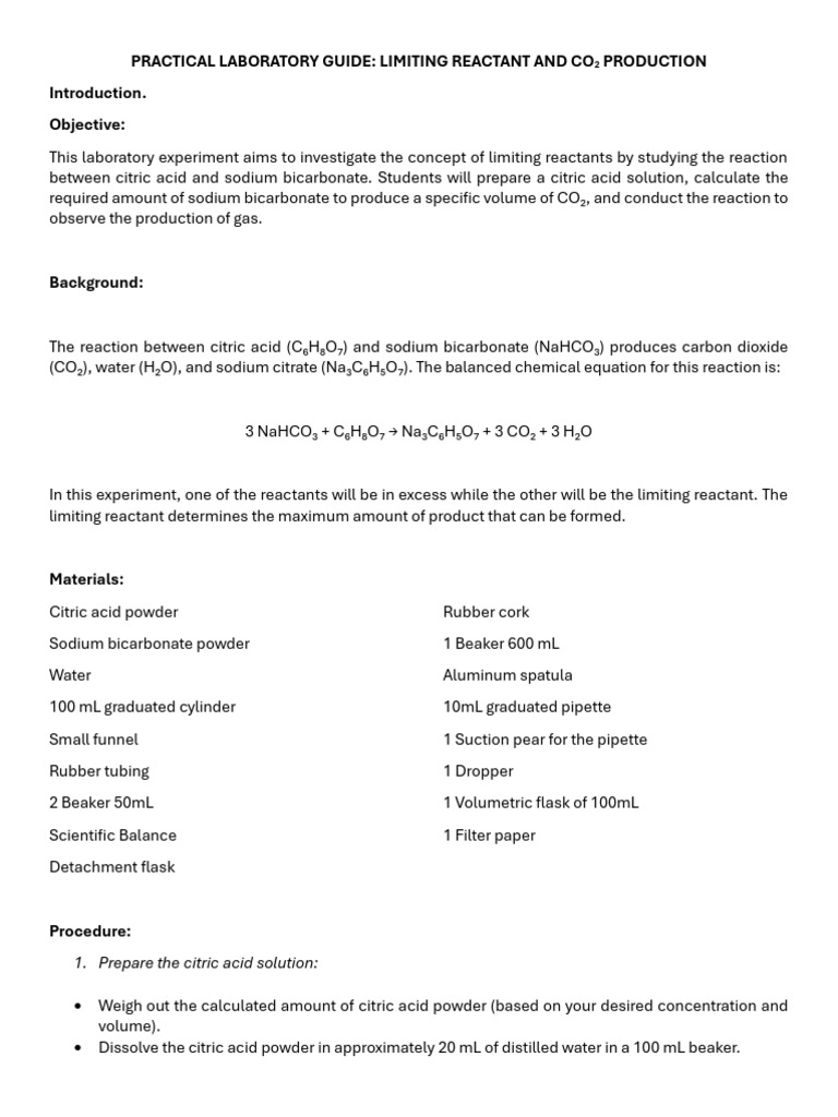 Limiting Reactants in CO₂ Production | PDF | Carbon Dioxide | Acid