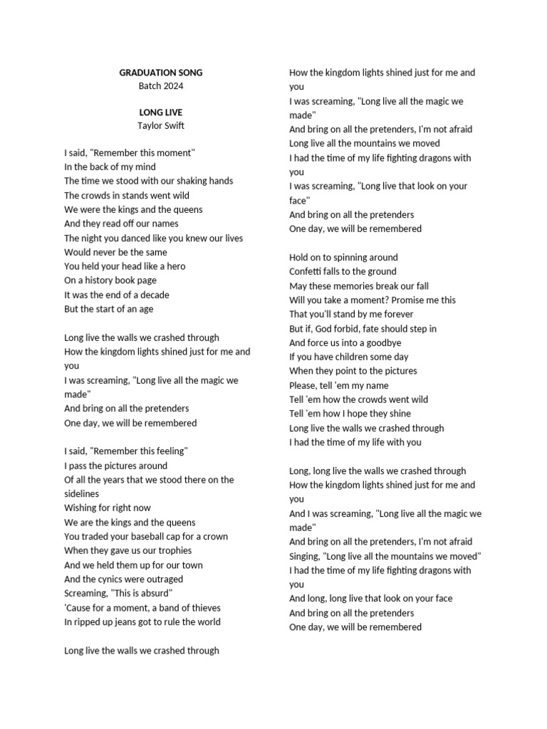 Graduation Song | PDF