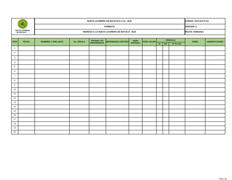 Formato Ingreso NLB GTH-SST-F-04 | PDF Formato Ingreso NLB GTH-SST-F-04 | PDF