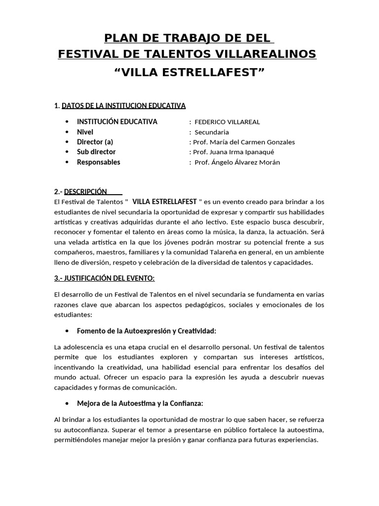 PLAN FEST objetivos | PDF