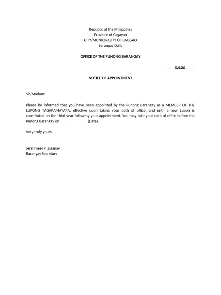 KP Form # 3 Notice of Appointment | PDF