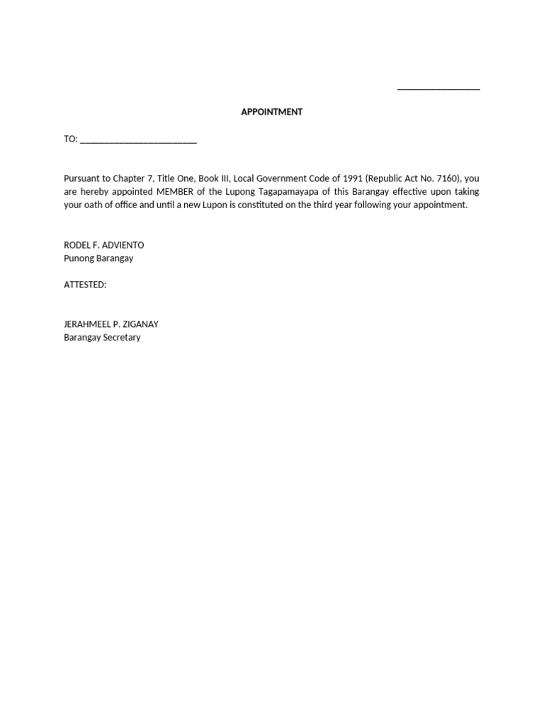 KP Form # 2 Appointment | PDF