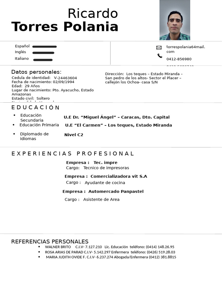 Curriculum Ricardo | PDF