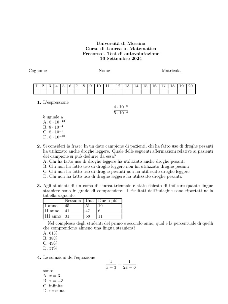 1 Test Autovalutazione | PDF