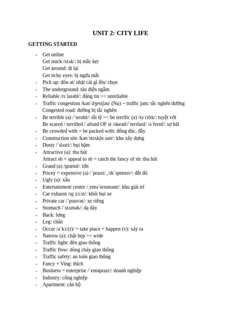 Grade - Unit 2 - Vocabulary | PDF