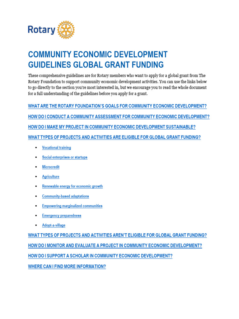 Community Economic Development Guidelines Global Grant Funding en | PDF