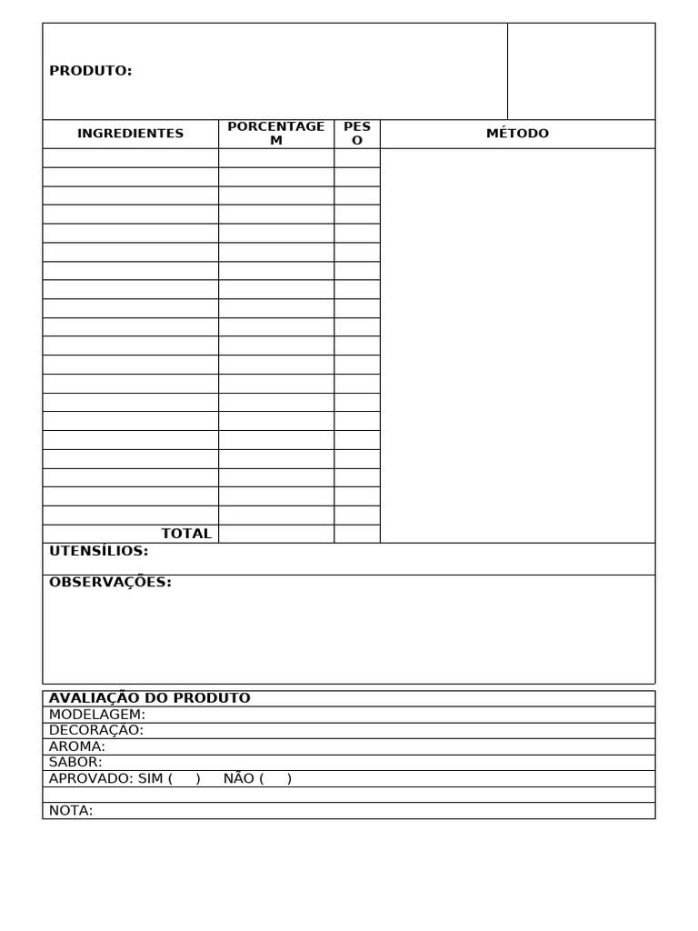 Ficha Técnica de Receita (1) | PDF