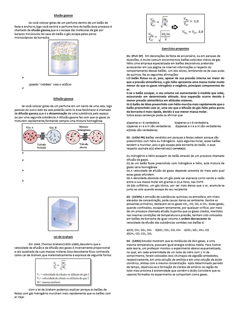 Resumo de Química - Efusão gasosa | PDF