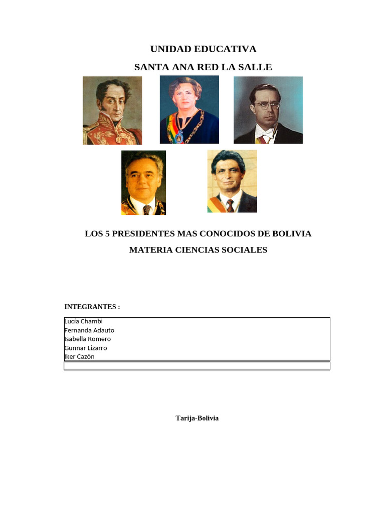 5 Presidentes Más Conocidos de Bolivia | PDF | América del Sur | Bolivia