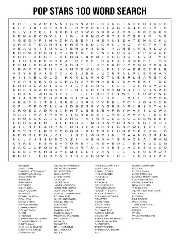 Word Search Pop Star | PDF