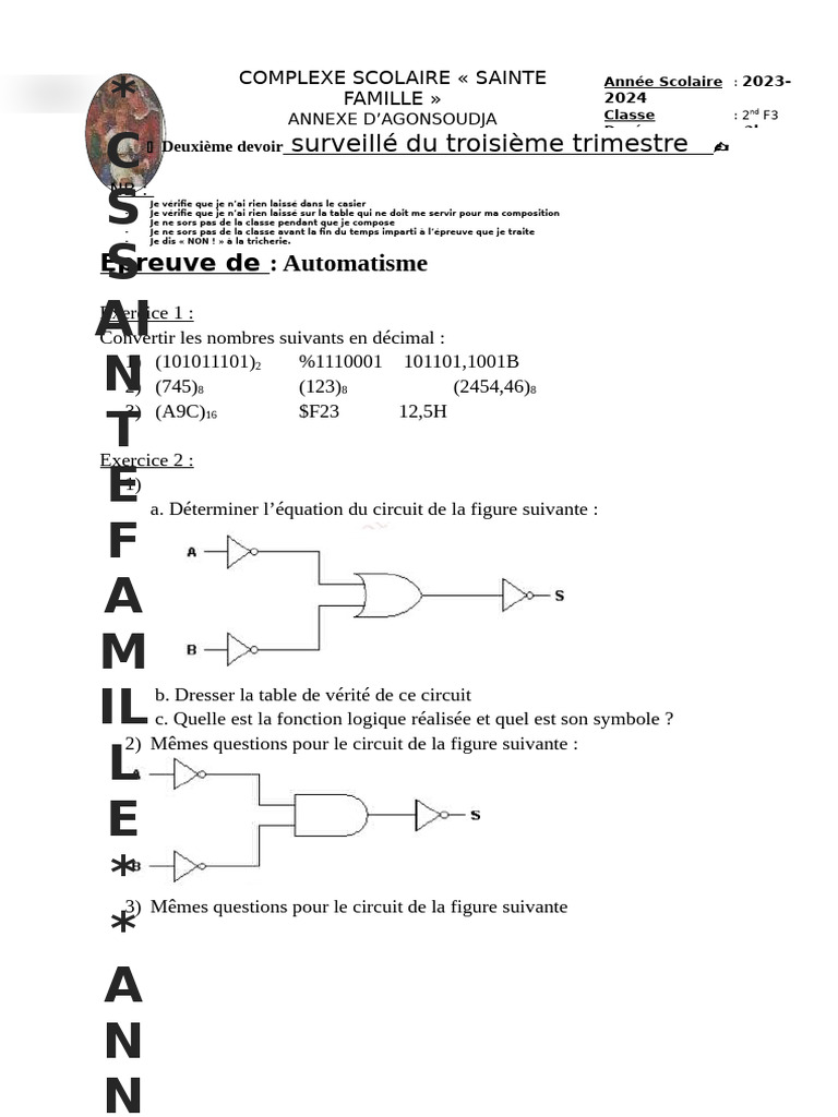 Automatisme 2nd F3 | PDF