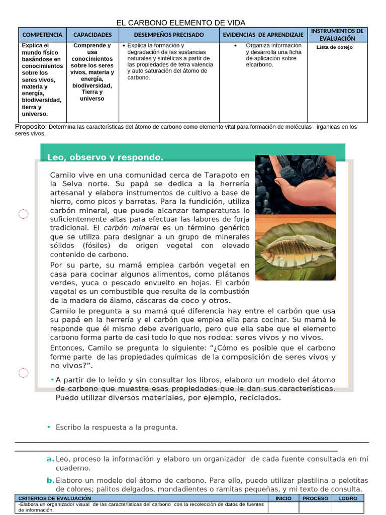 Ficha De El átomo Del Carbono Pdf