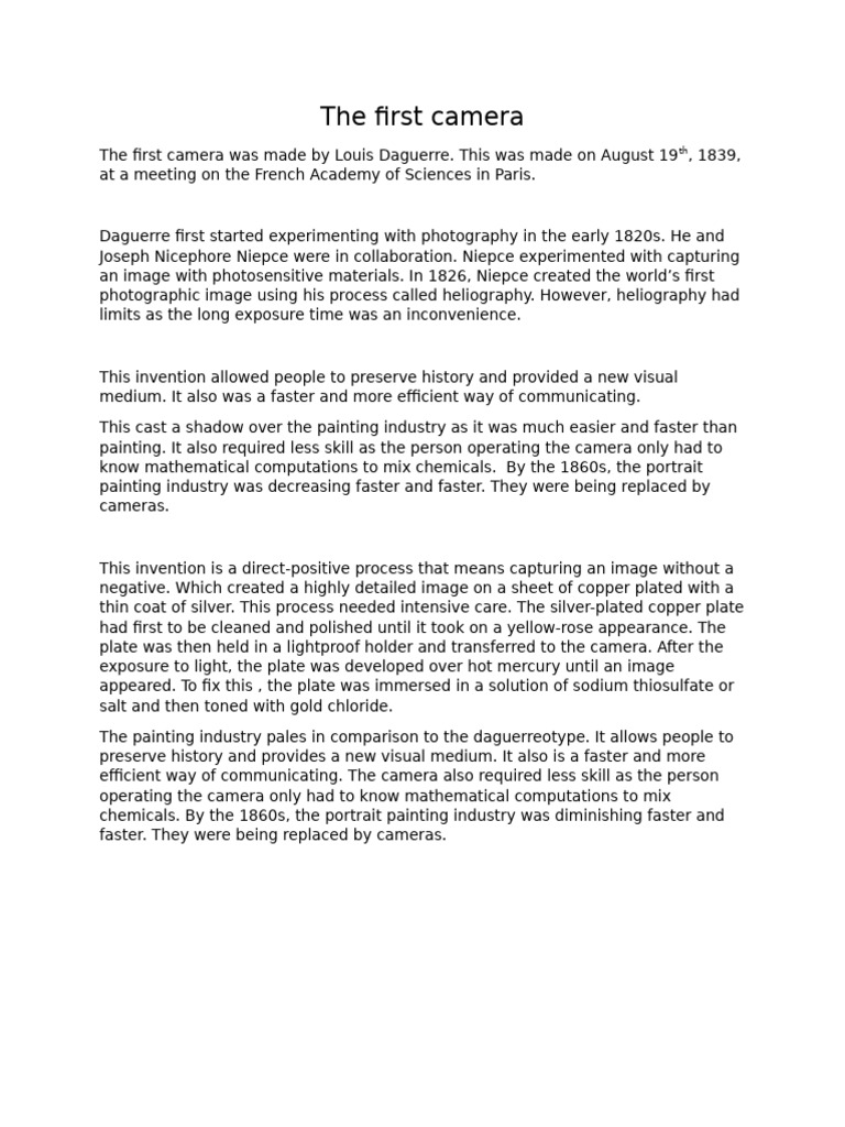 the first camera research | PDF