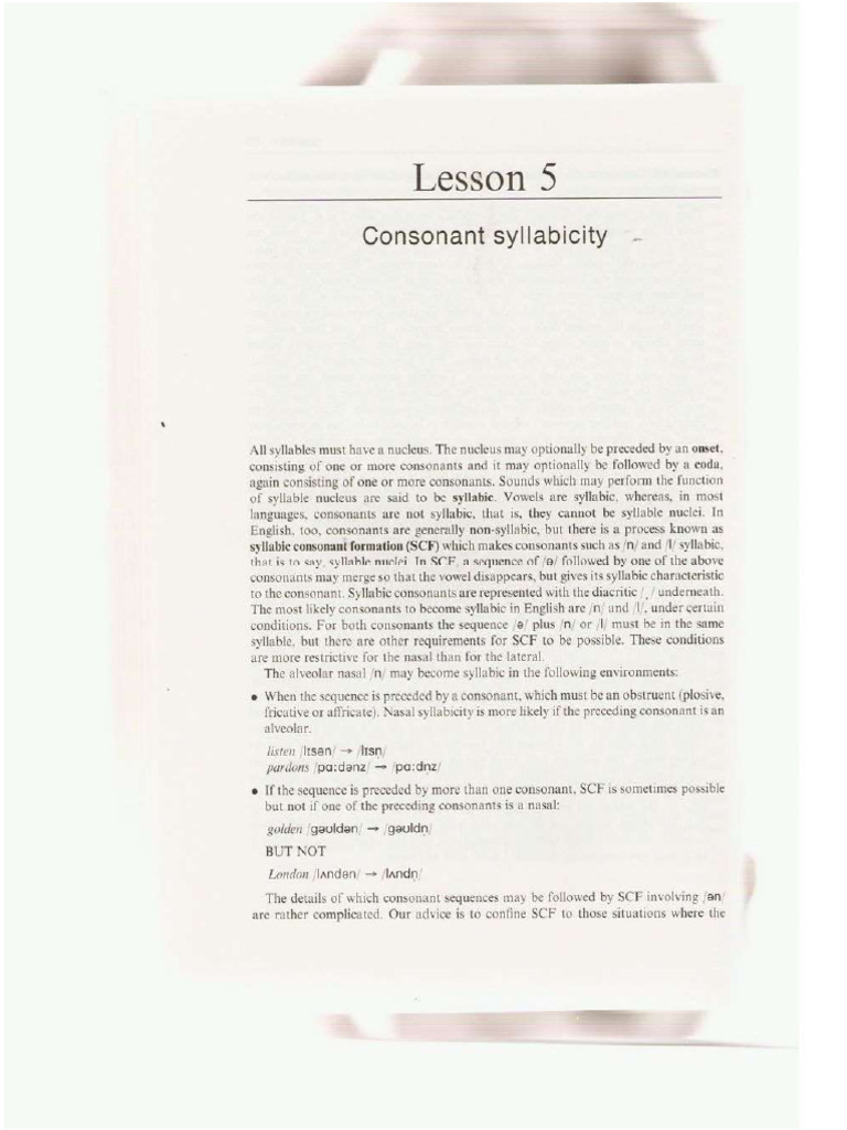 Consonant Syllabicity | PDF