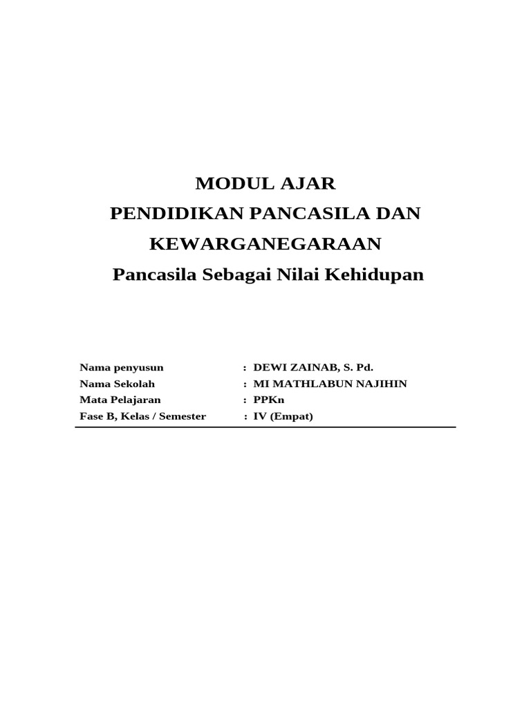 Modul Ajar PPKN BAB 1 KELAS 4 | PDF