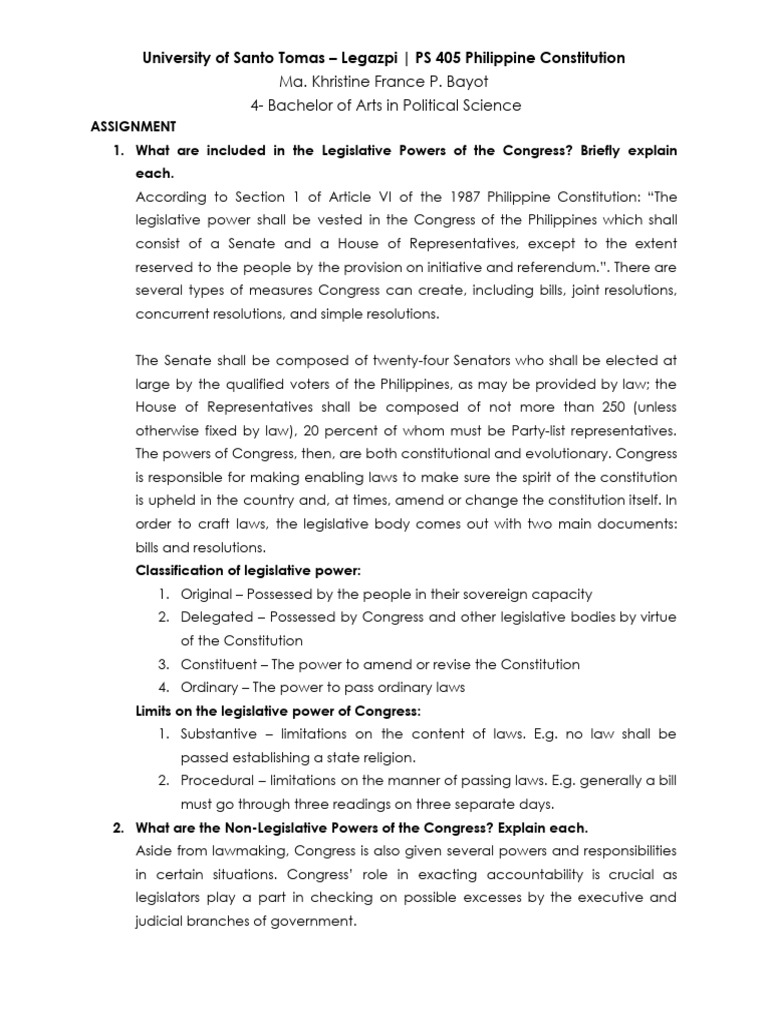 Philippine Constitution Assignment | PDF