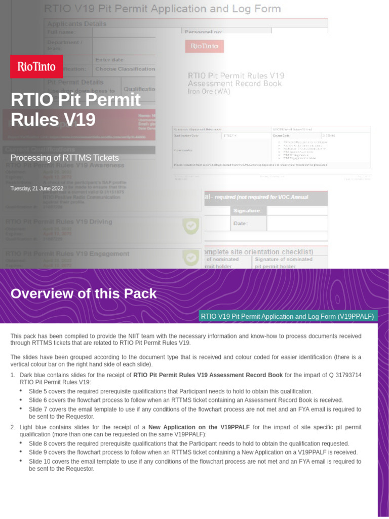 RTIO Pit Permit Rules V19 - Processing of RTTMS Tickets | PDF
