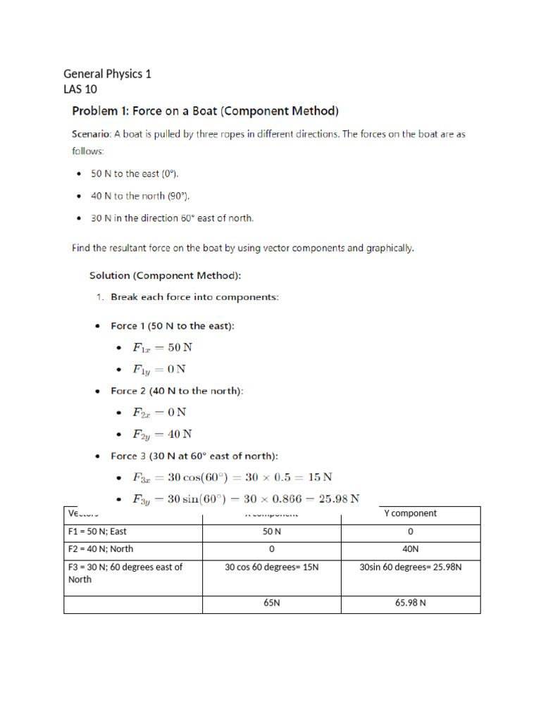 LAS-10-Adding-3-Vectors-by-Component-and-Graphical-Method | PDF