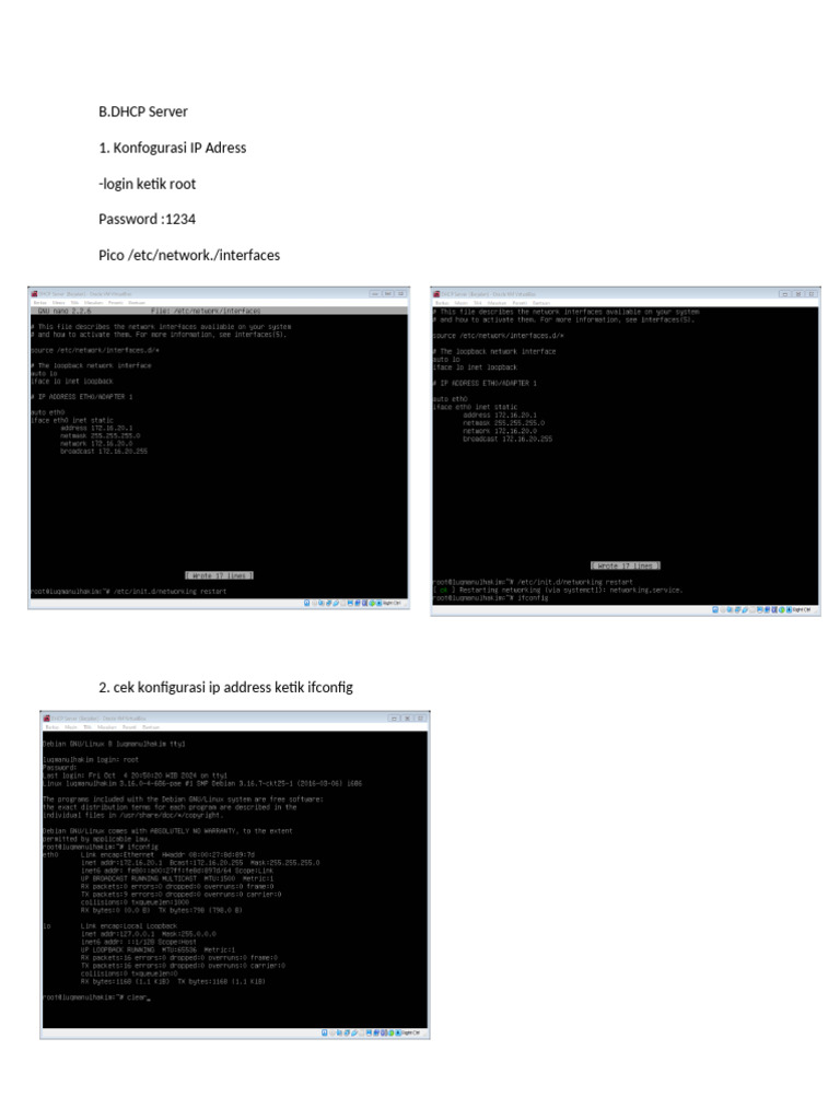 Tugas 2 Linux Debian 8 DHCP Server | PDF