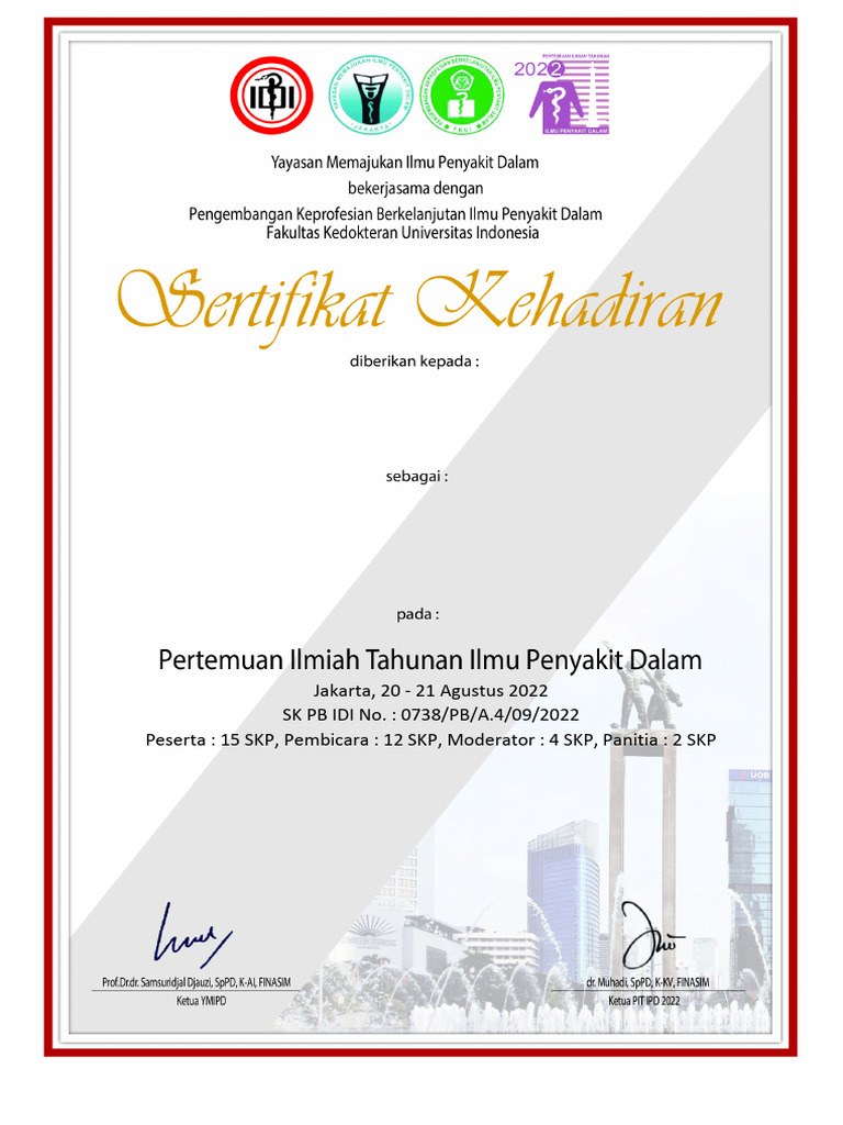 ECertificate Dr-Ony-Wiraswati-Sp-PD Peserta | PDF