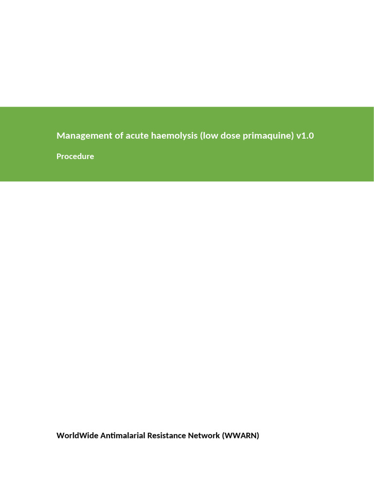 Cl09 Management of Acute Haemolysis Low Dose Primaquine v1 | PDF