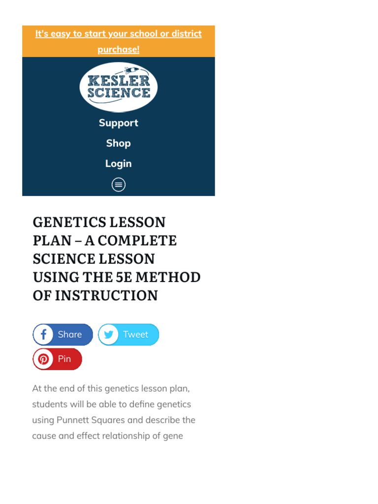 Genetics Lesson Plan - Kesler Science | PDF | Dominance (Genetics ...