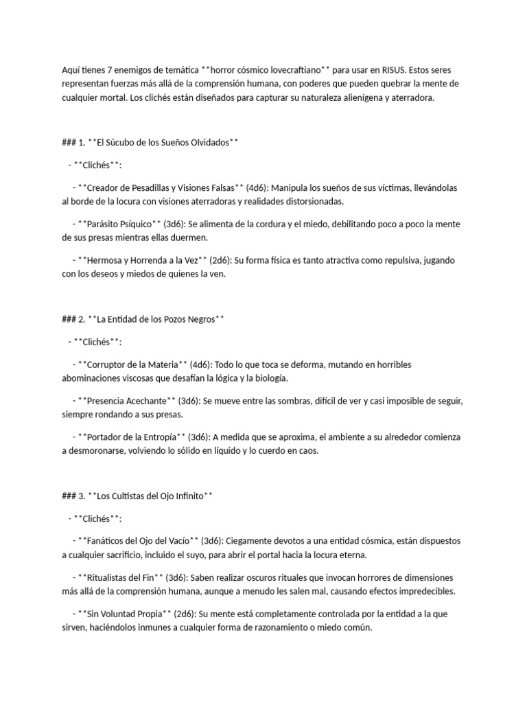 Risus Coc Enemigos | PDF