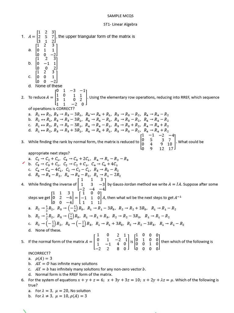 Sample MCQs ST1 | PDF