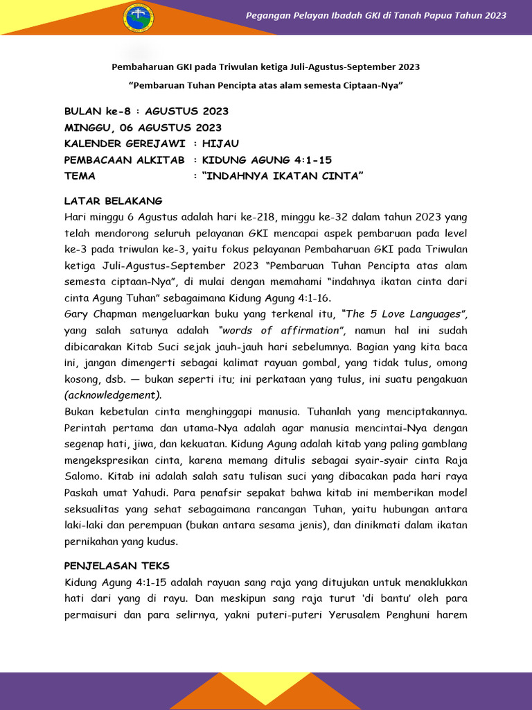 Bahan Khotbah Bulan Agustus | PDF