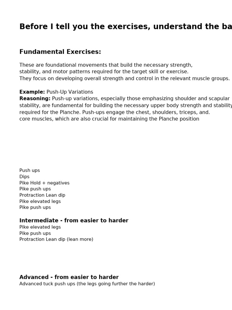 Best Planche Exercises | PDF