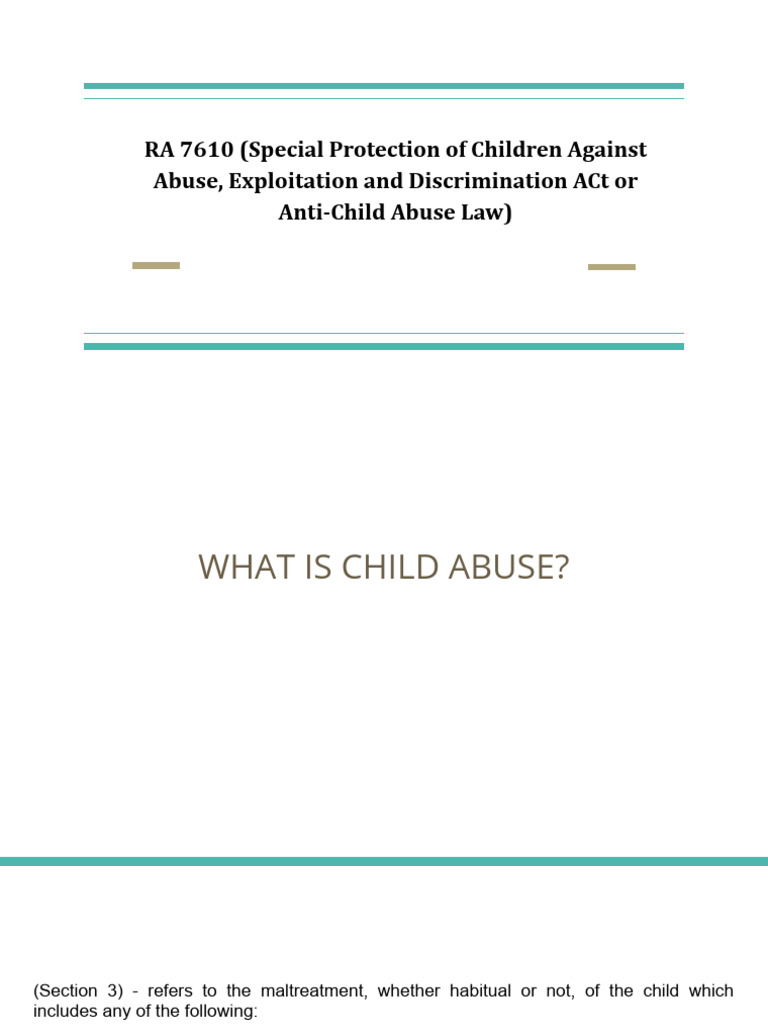 RA 7610 (Anti-Child Abuse Law) | PDF