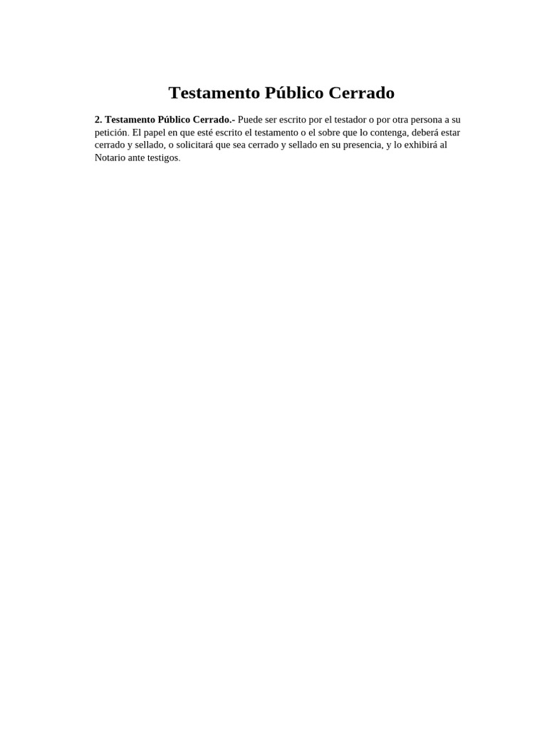 Ejemplo Testamento Cerrado | PDF